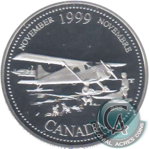 1999 November Canada 25-cents Silver Proof – Colonial Acres Coins