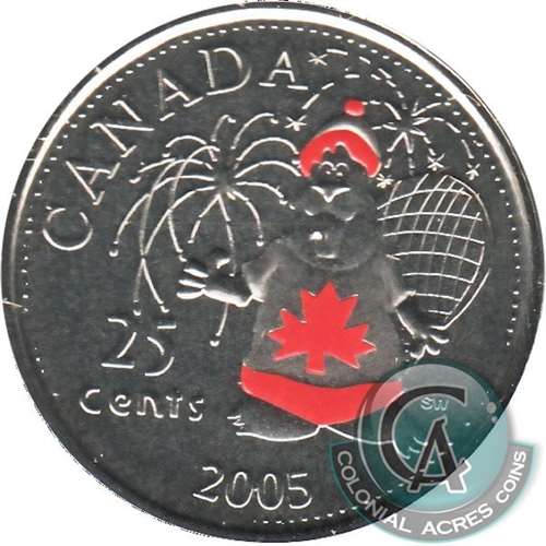 2005P Coloured Canada Day 25-cents Proof Like – Colonial Acres Coins