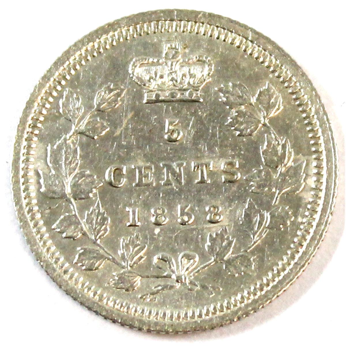 1858 Small Date Canada 5-cents EF-AU (EF45) $ – Colonial Acres Coins