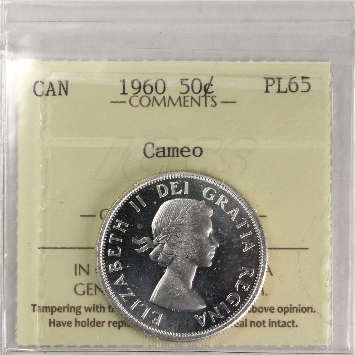 1960 Canada 50-cents ICCS Certified PL65 Cameo – Colonial Acres Coins