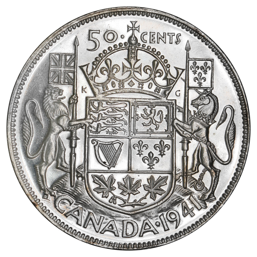 1941 Canada 50-cents AU-UNC (AU55) Heavy Cameo – Colonial Acres Coins
