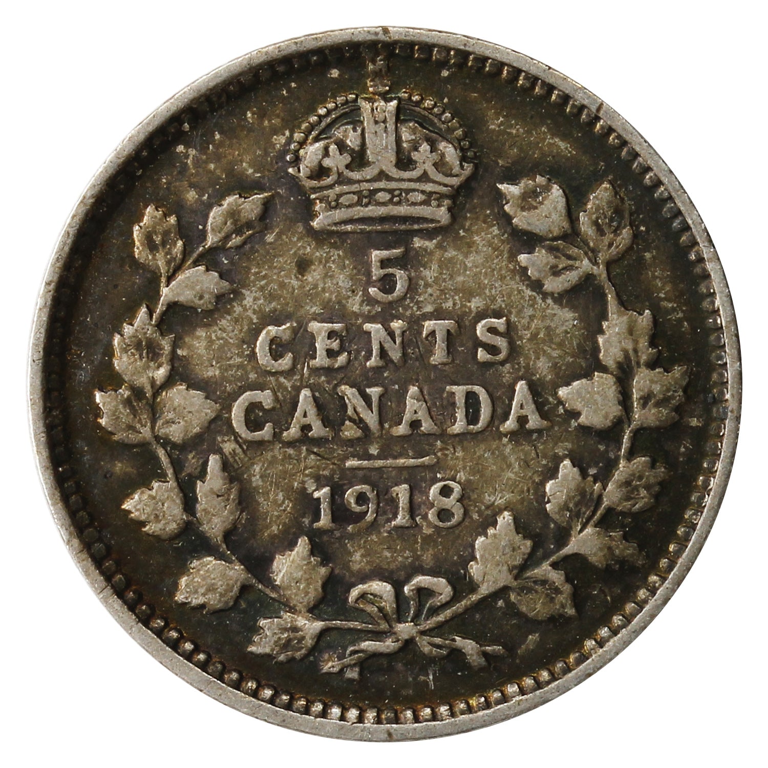 1918 Canada 5-cents Fine (F12) – Colonial Acres Coins