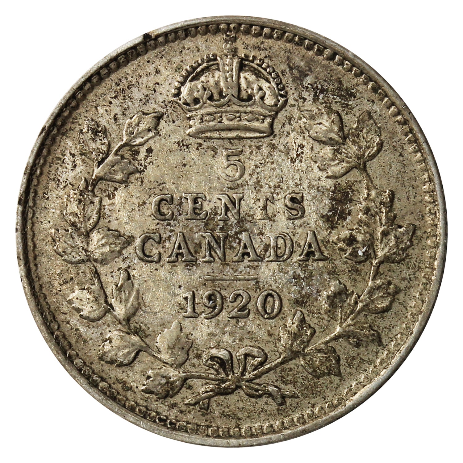 1920 Canada 5-cents Very Fine (VF20) – Colonial Acres Coins