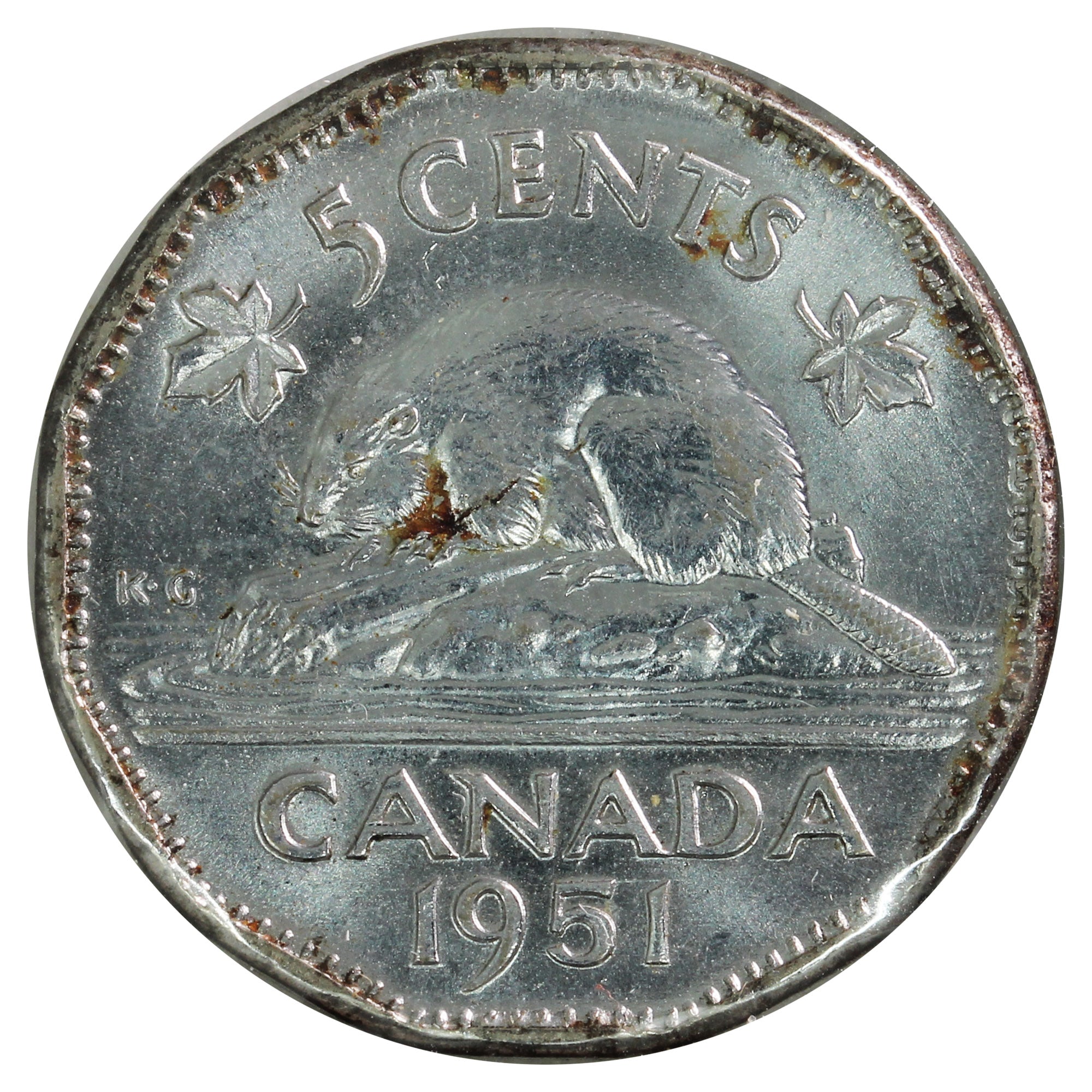 1951 Canada 5-cents AU-UNC (AU55) Scratched, Cleaned or Impaired – Colonial Acres Coins