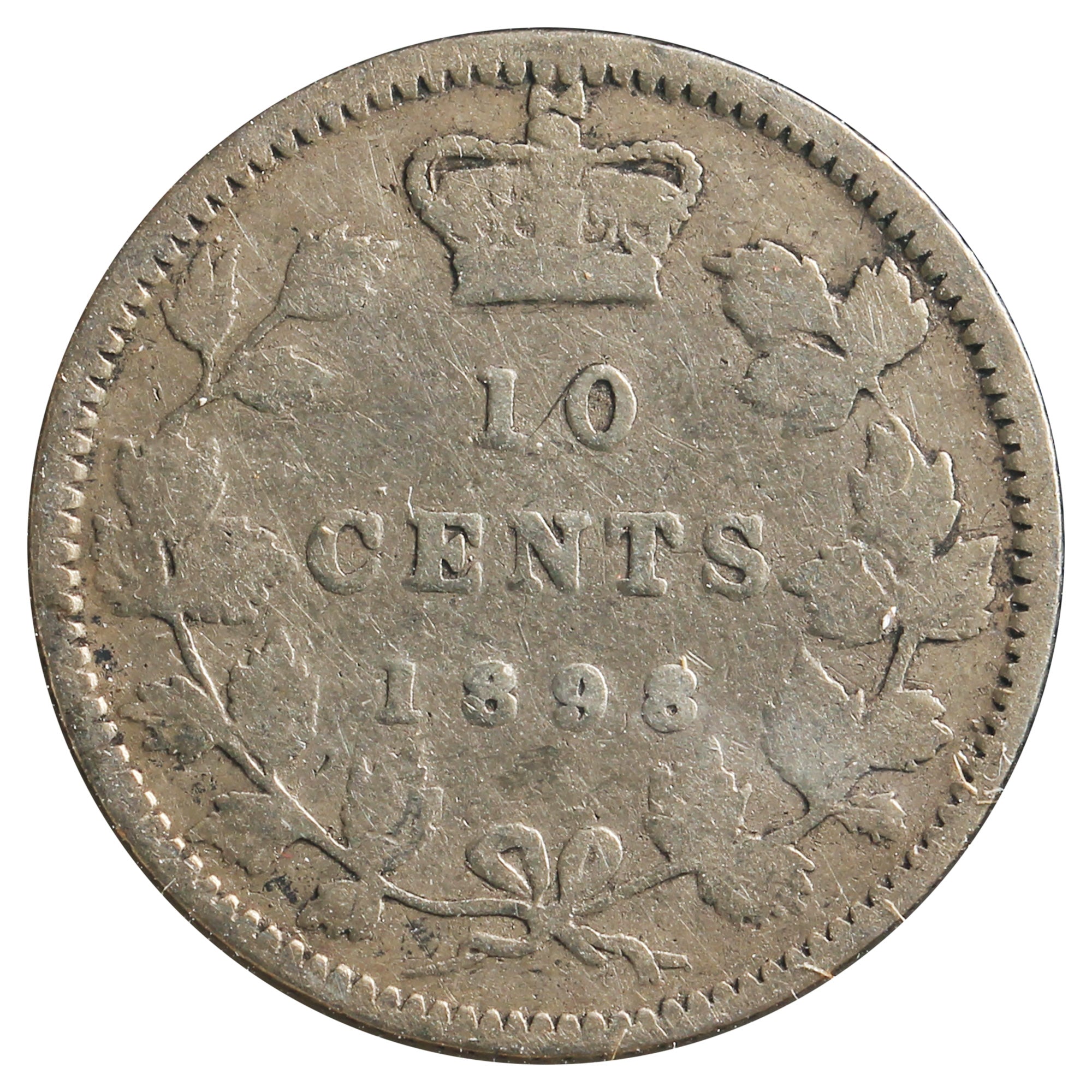 1898 Obv. 6 Canada 10-cents G-VG (G6) Scratched, Cleaned or Impaired – Colonial Acres Coins