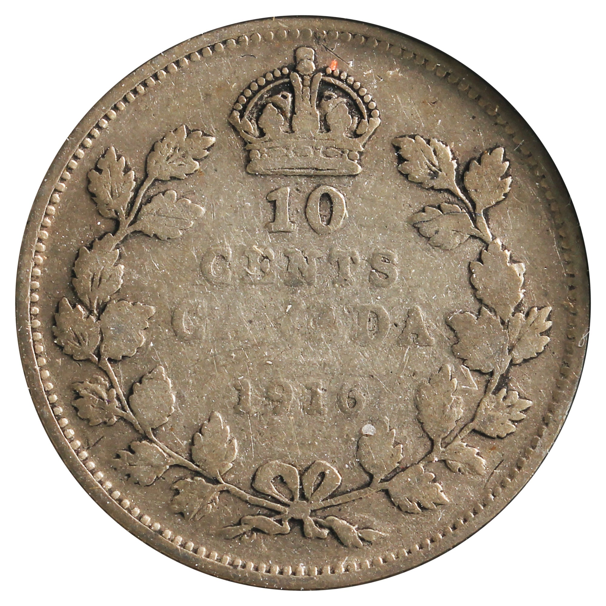 1916 Canada 10-cents Very Good (VG8) Scratched, Cleaned or Impaired – Colonial Acres Coins