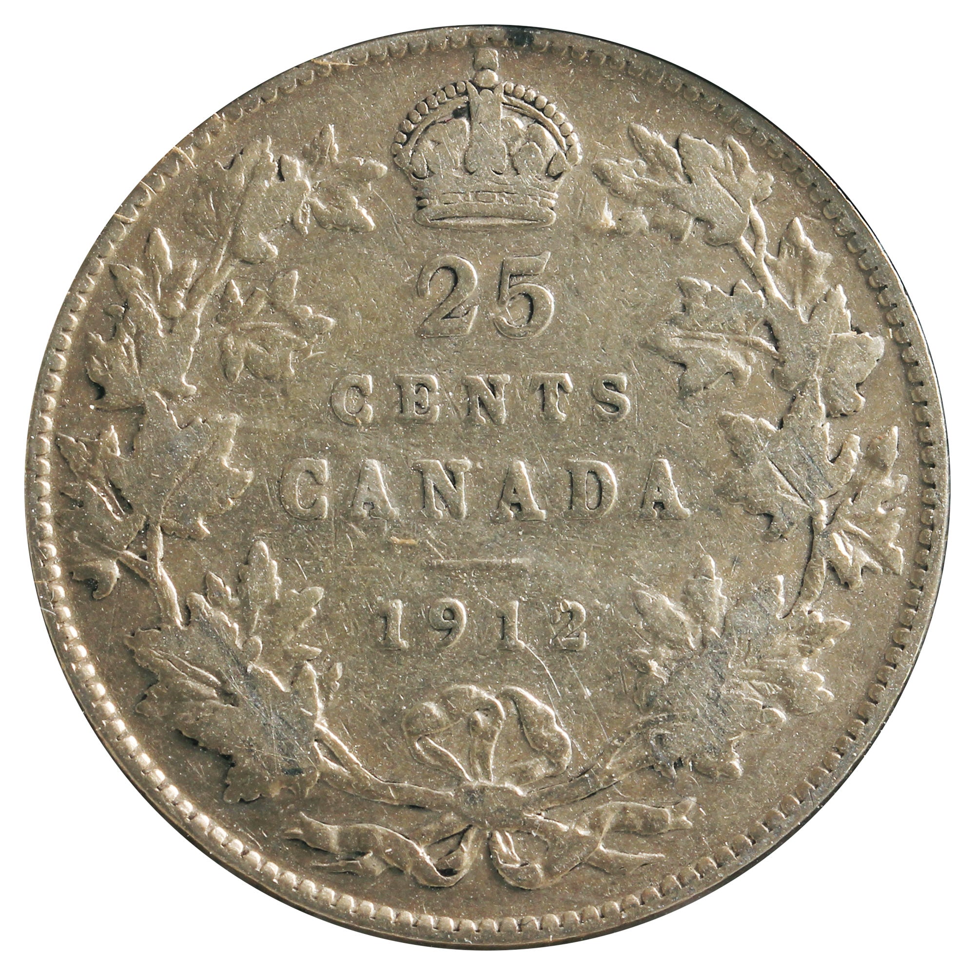 1912 Canada 25-cents G-VG (G6) Scratched, Cleaned or Impaired – Colonial Acres Coins