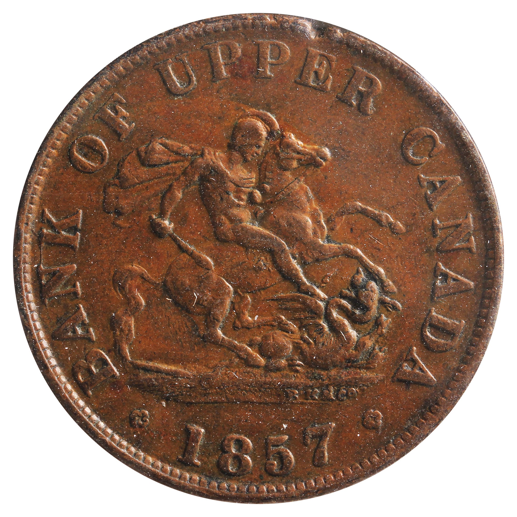 PC-5D 1857 Province of Canada, Bank of Upper Canada Half Penny Token V ...