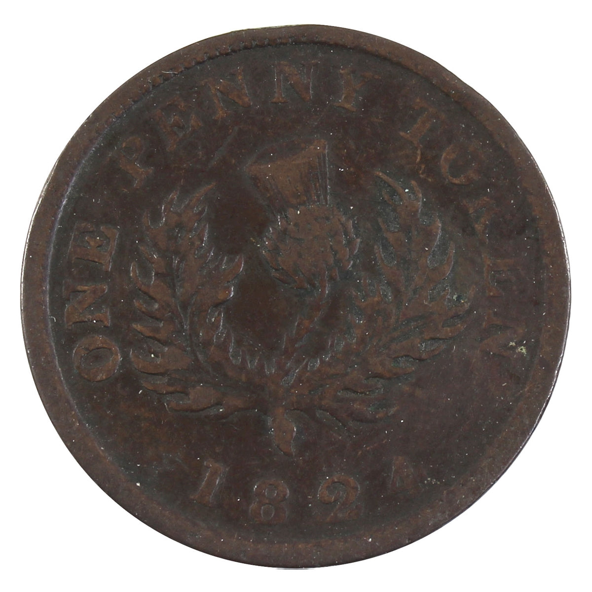 NS-2A2 1824 Nova Scotia Thistle Penny Bank Token, Fine (F12) – Colonial Acres Coins