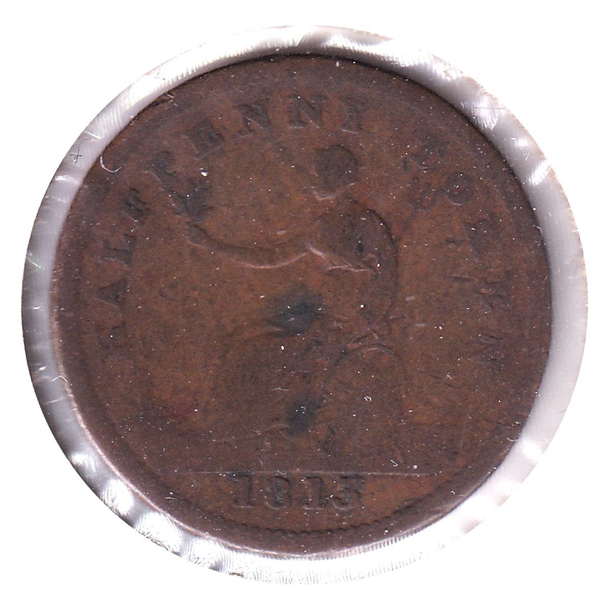 WE-1A2 1813 Wellington Half Penny, Bank Token, Fine (F12) – Colonial Acres Coins