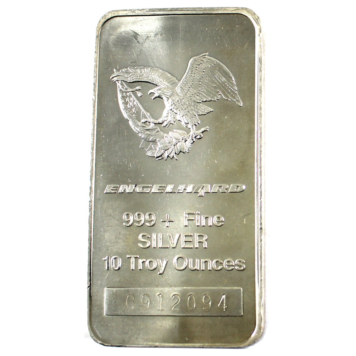Engelhard 10oz Eagle Bar .999 Silver (No Tax) Toning/Hairline Scratche ...