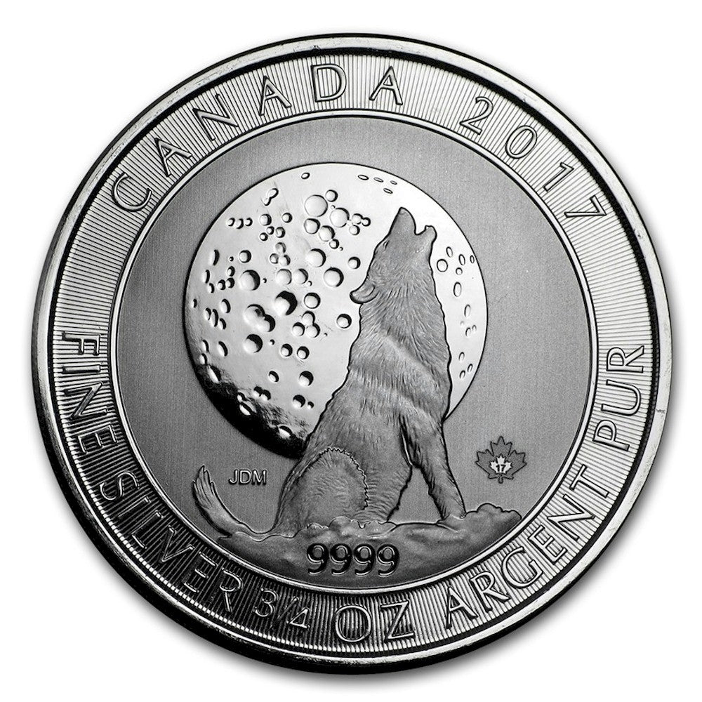 2017 Canada 3/4oz .9999 Silver Howling Wolf (TAX Exempt) May be lightl ...