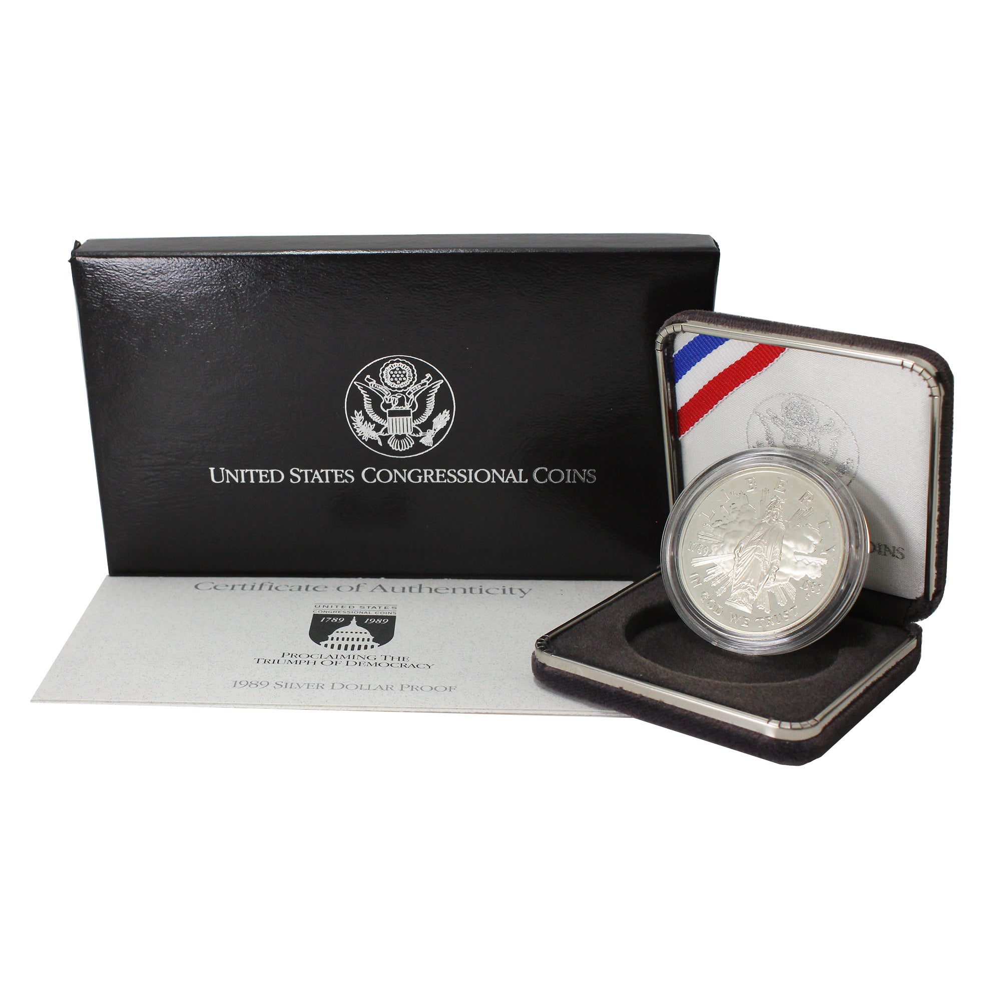1989 S USA Congressional Coins .90 Silver Proof Dollar in Case (Toned ...