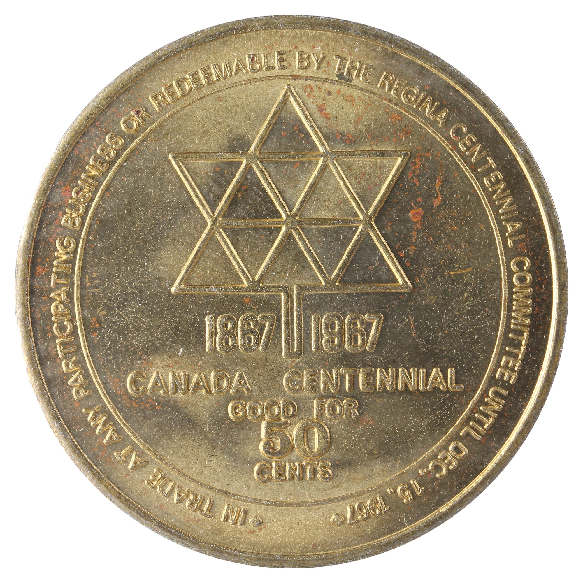 1967 Regina, Sask. Canada Centennial 50-Cent Trade Token – Colonial ...