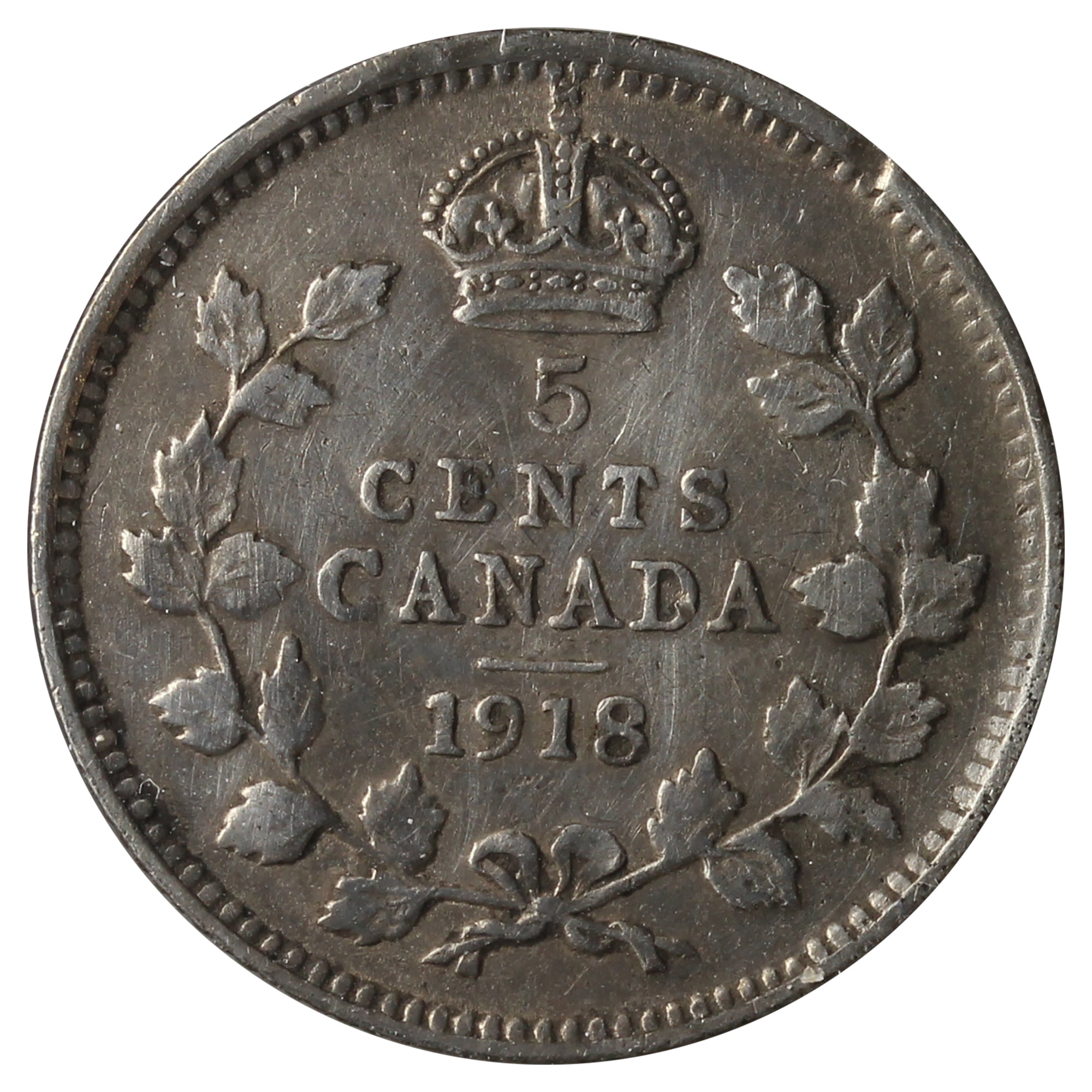 1918 Canada 5-Cents VG-F (VG-10) Scratched, Cleaned or Impaired. – Colonial Acres Coins