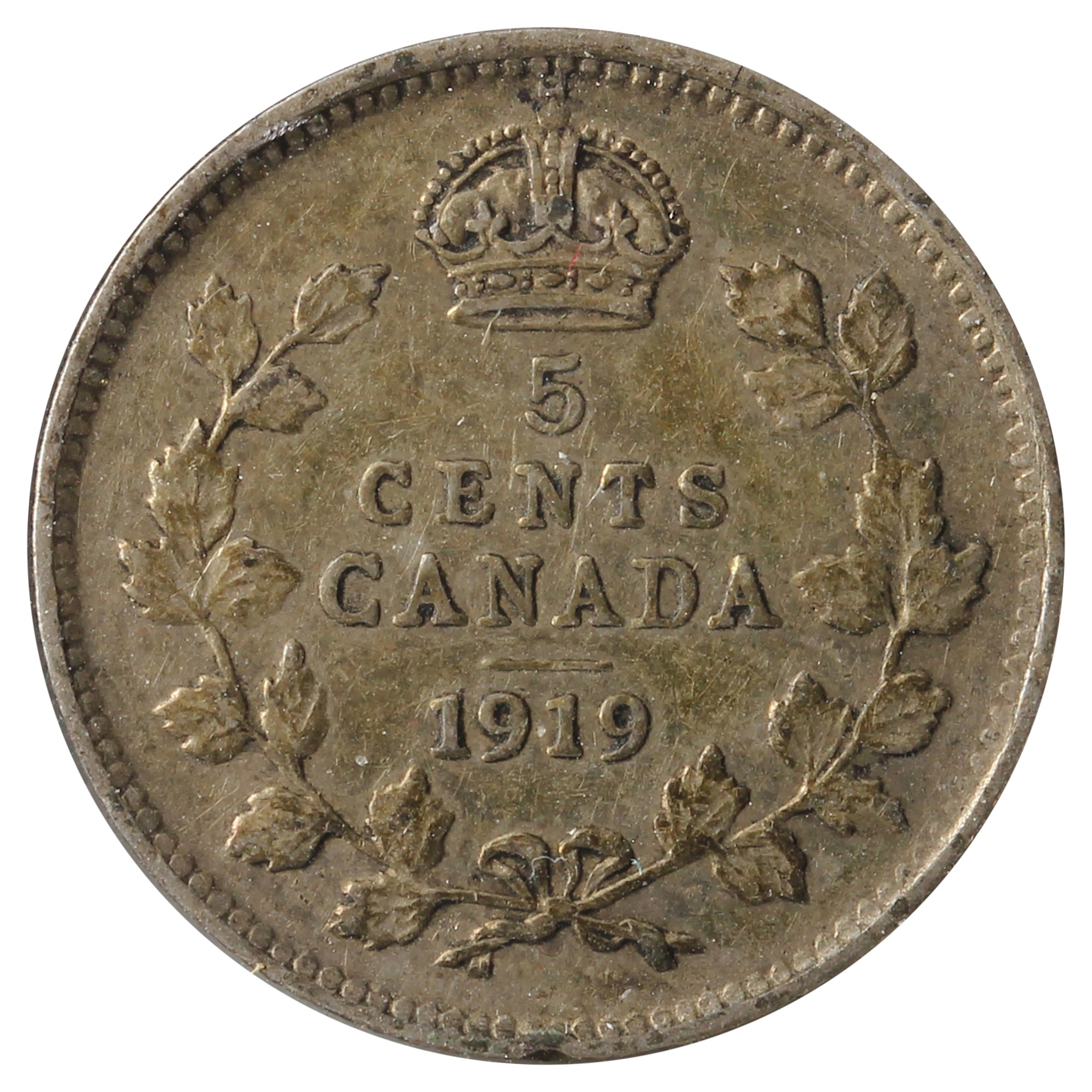 1919 Canada 5-Cents, F-VF (F-15) Scratched, Cleaned or Impaired. – Colonial Acres Coins