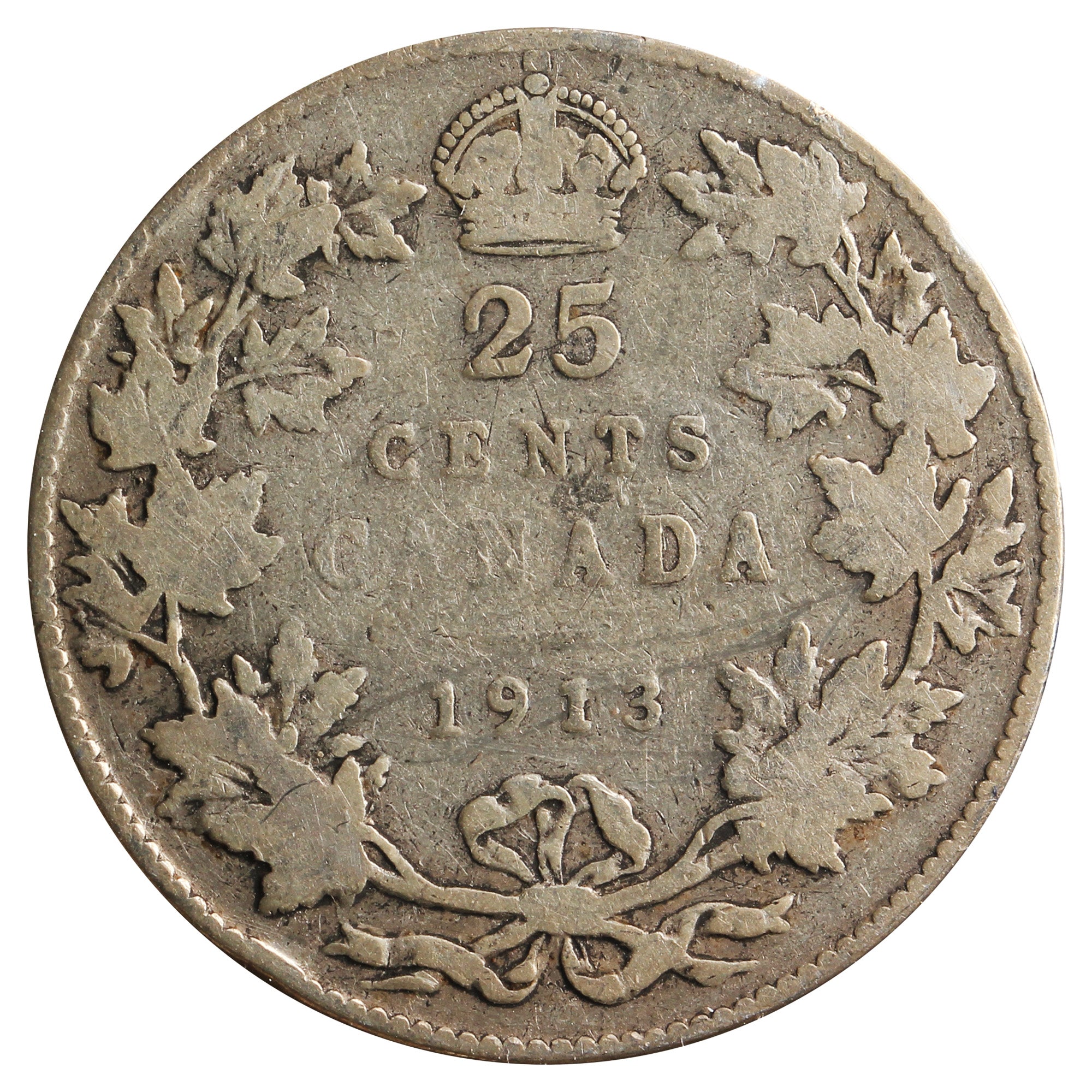 1913 Canada 25-Cents G-VG (G-6) Scratched, Cleaned or Impaired – Colonial Acres Coins