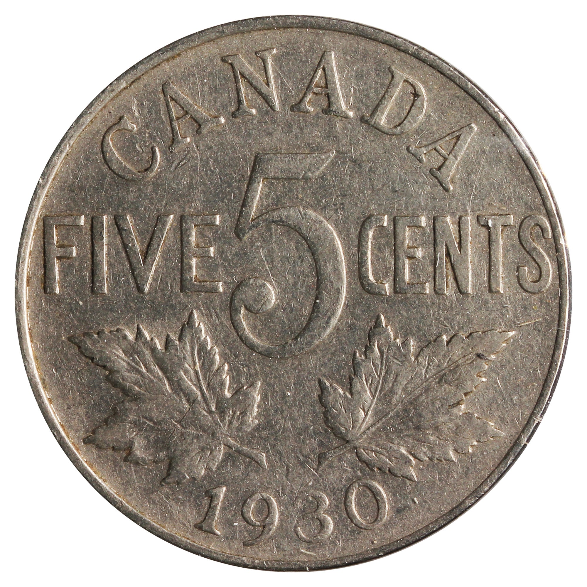 1930 Canada 5-Cents F-VF (F15) Scratched, Cleaned or Impaired – Colonial Acres Coins