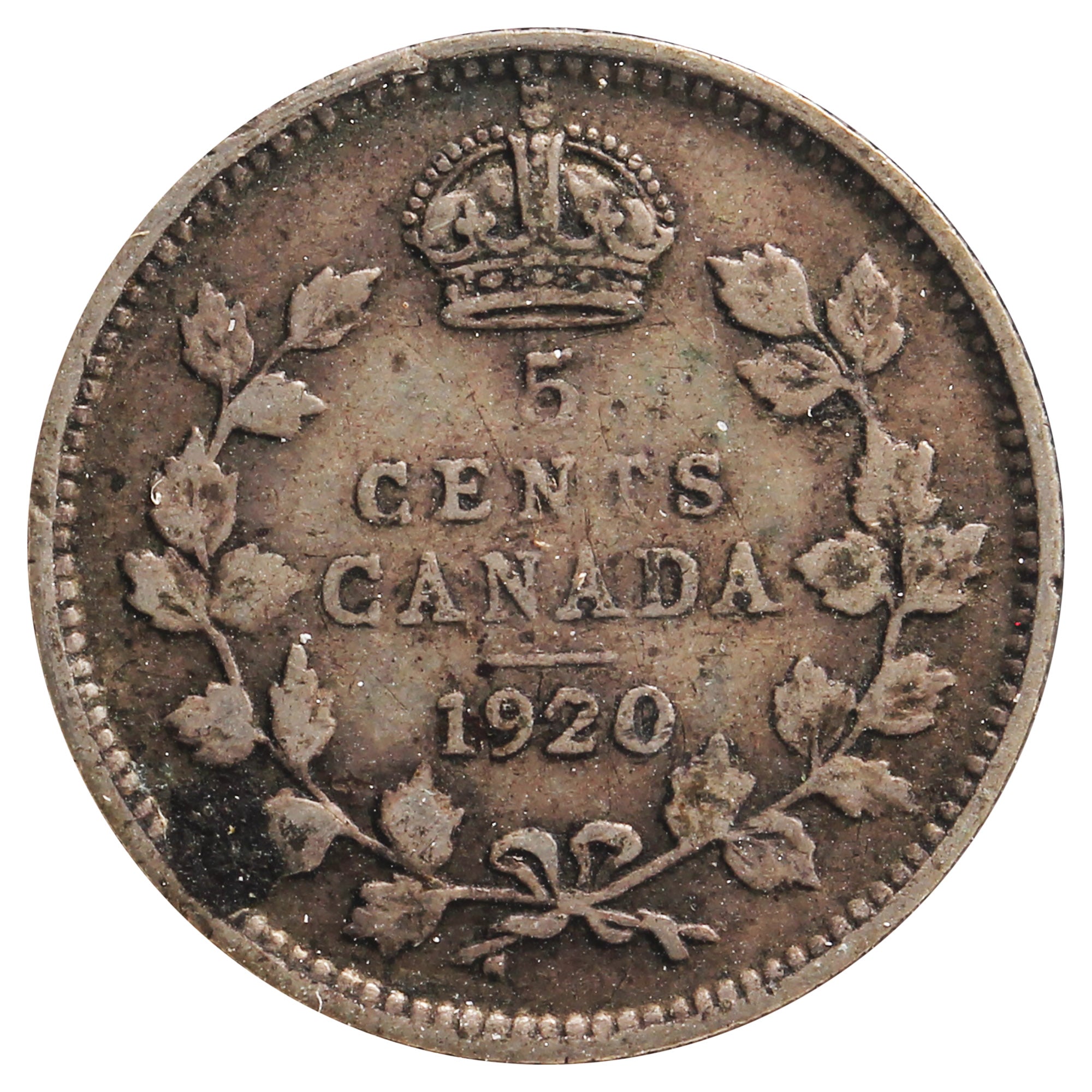 1920 Canada 5-Cents Very Good (VG8) Scratched, Cleaned or Impaired – Colonial Acres Coins