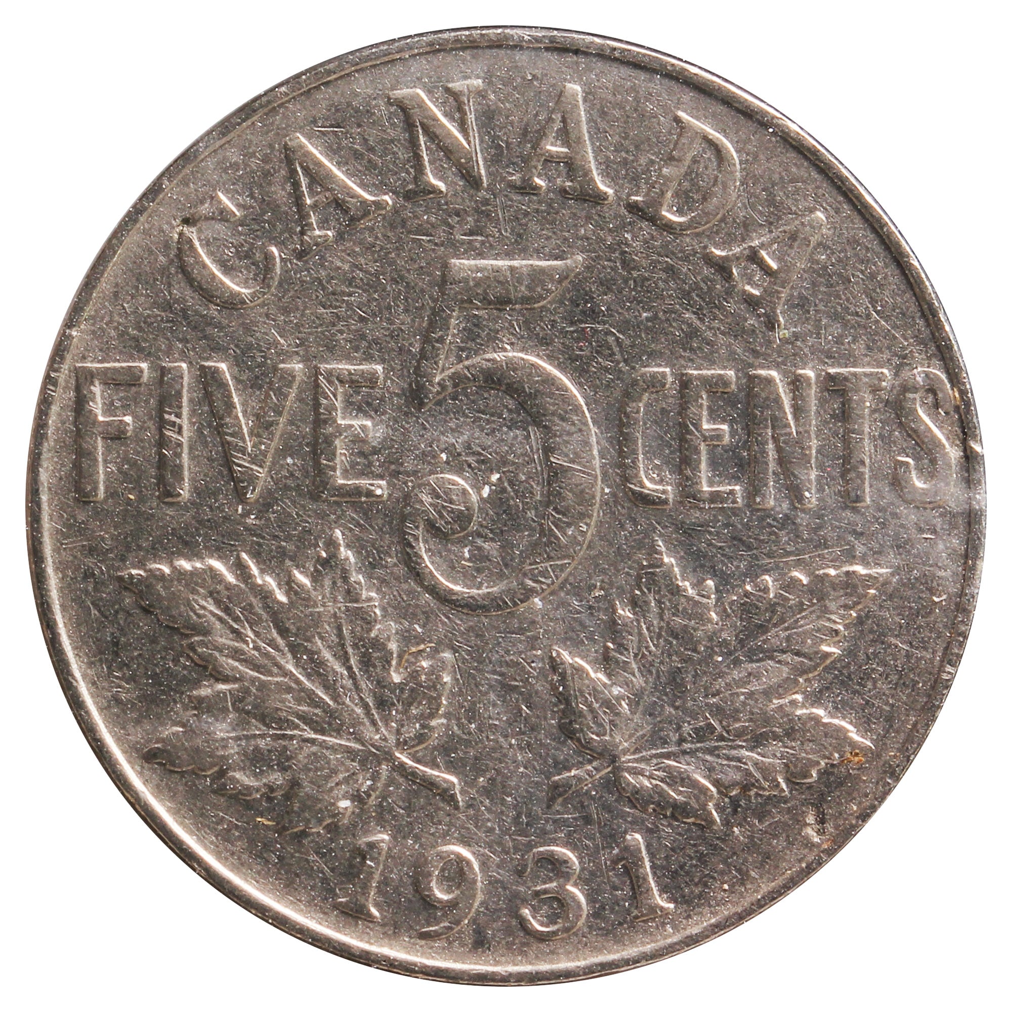 1931 Canada 5-Cents Fine (F12) Scratched, Cleaned or Impaired – Colonial Acres Coins