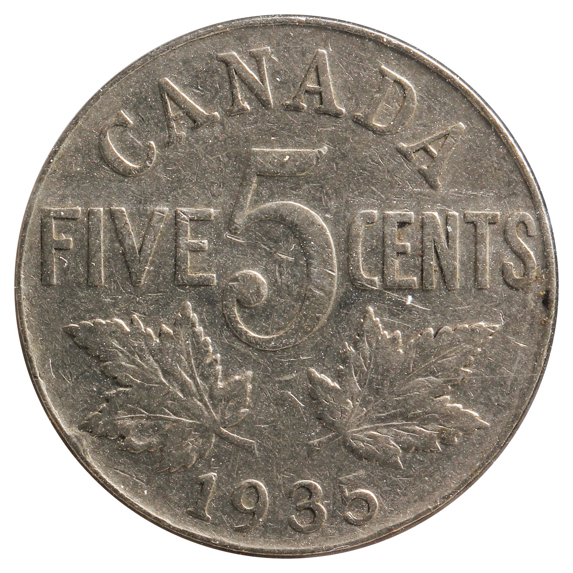 1935 Canada 5-Cents Fine (F12) Scratched, Cleaned or Impaired – Colonial Acres Coins