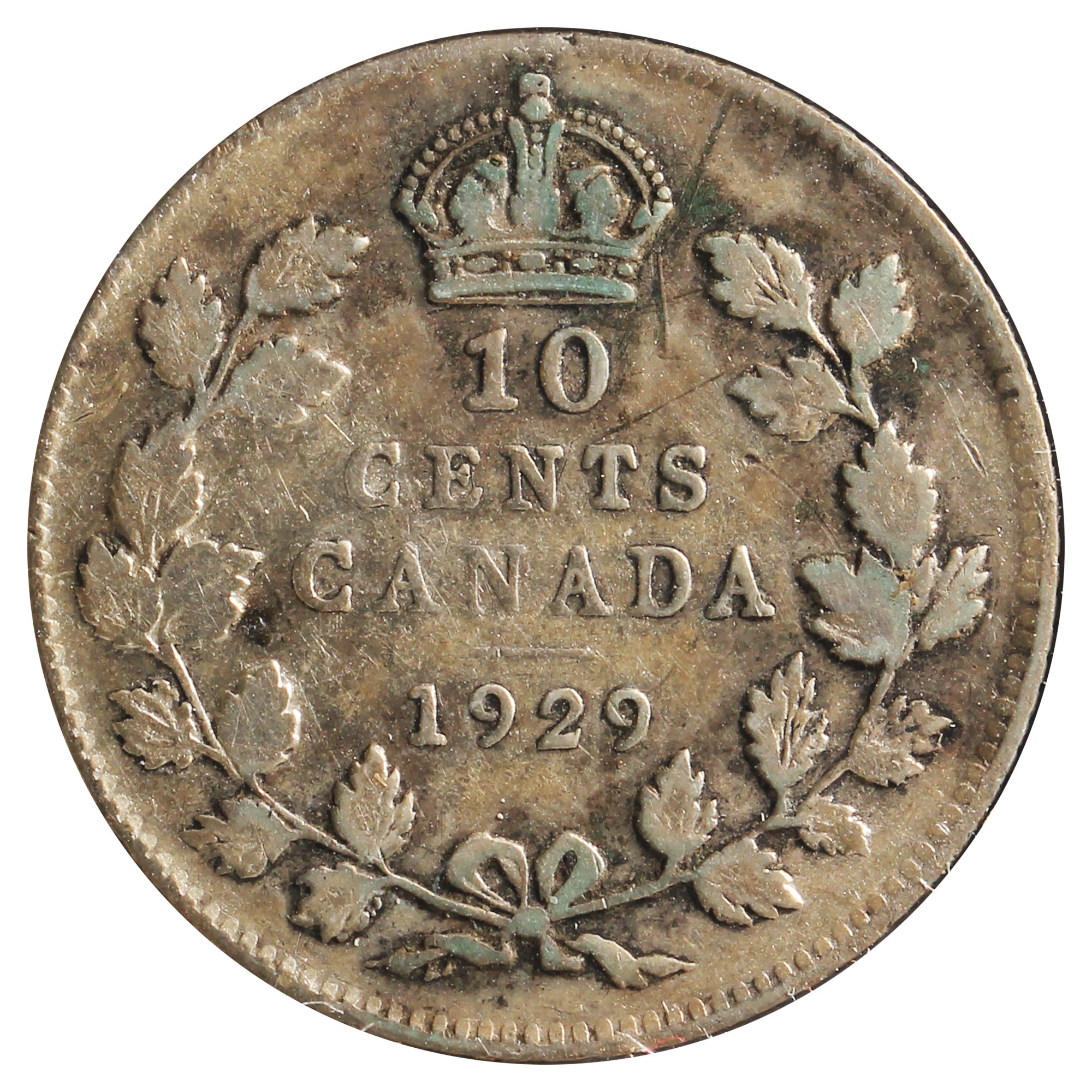 1929 Canada 10-Cents Fine (F12) Scratched, Cleaned or Impaired – Colonial Acres Coins