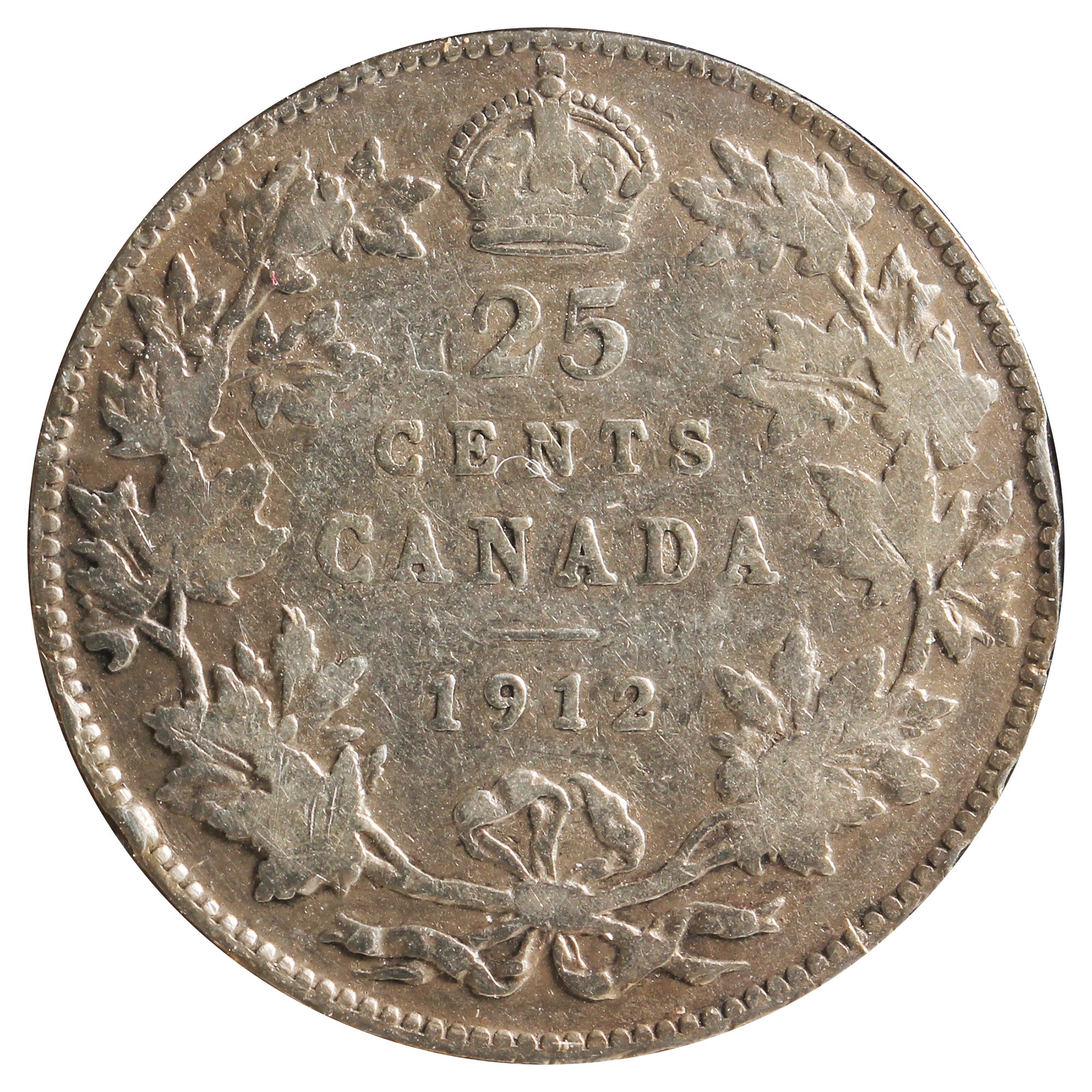 1912 Canada 25-Cents Very Good (VG8) Scratched, Cleaned or Impaired – Colonial Acres Coins