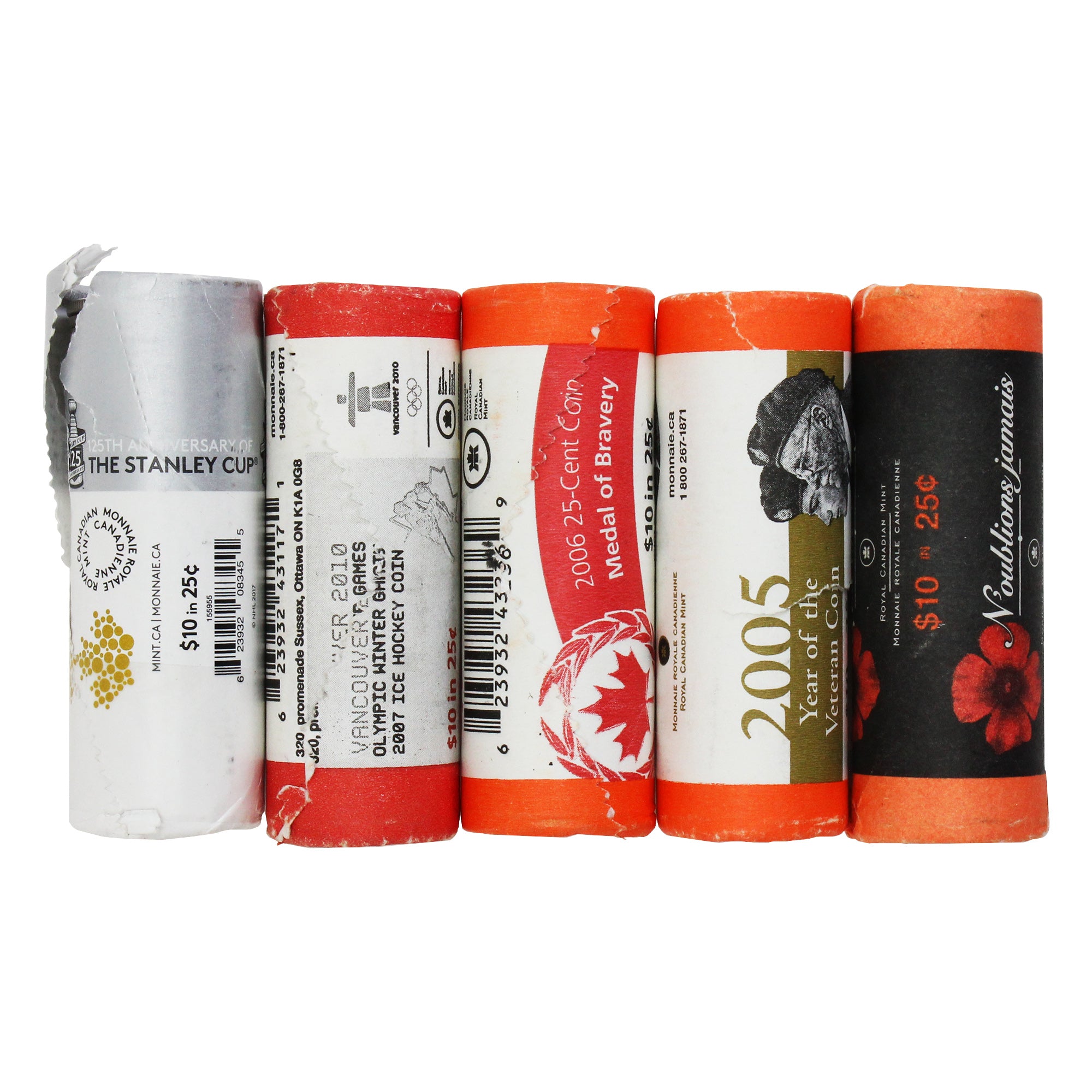 Lot of 5x 2004-2017 25-Cents Special Wrap Roll, 5 Rolls (Tears ...