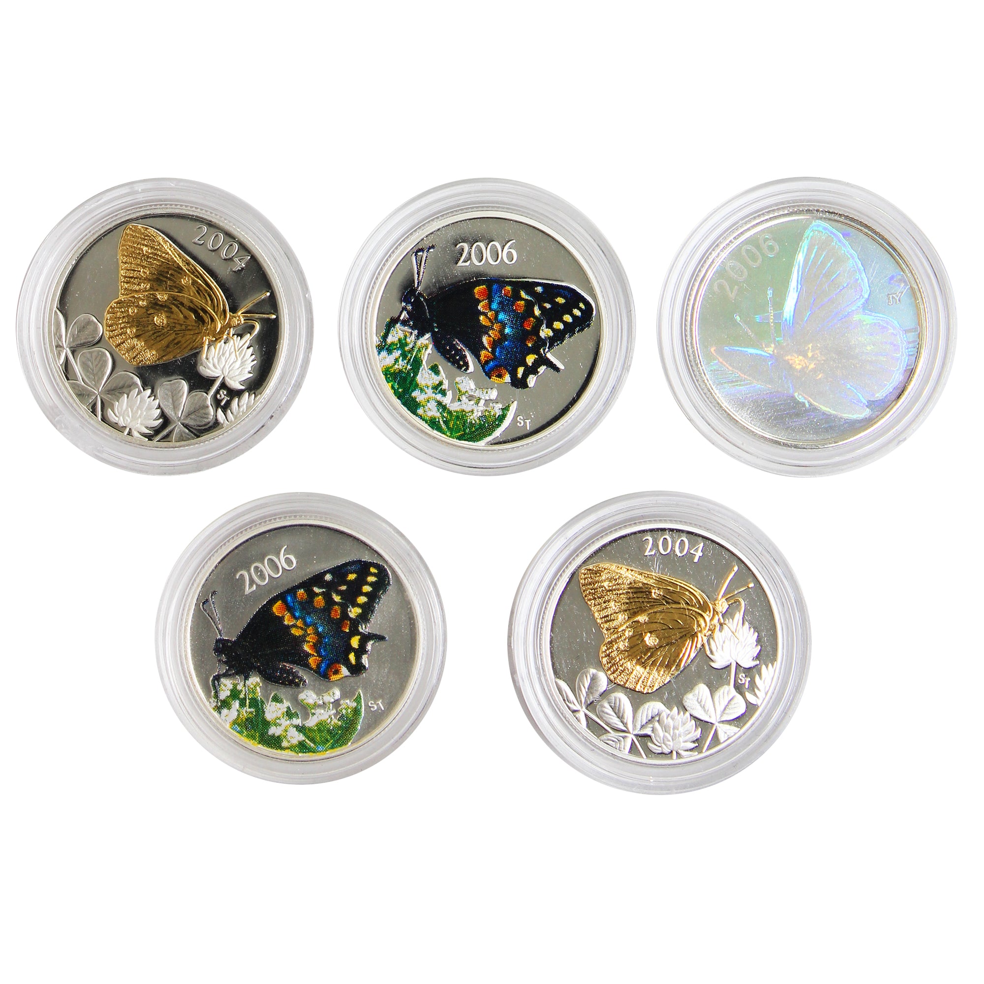 Lot of 5x 2004-2006 Canada 50-cent Sterling Silver Butterflies, 5Pcs ...