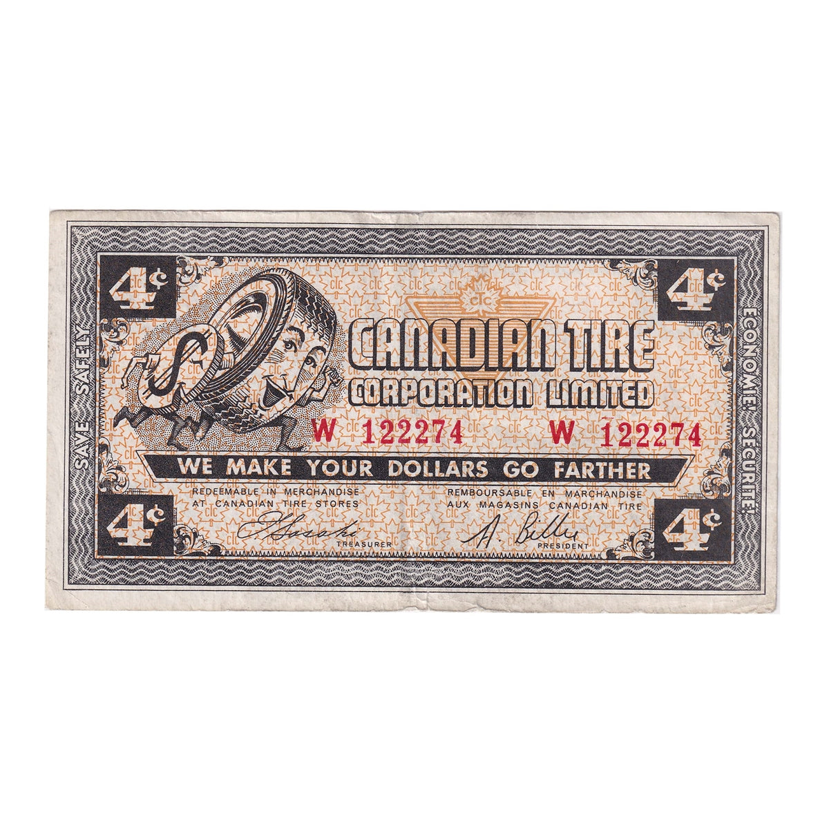 G4-D-W 1962 Canadian Tire Coupon 4 Cents VF-EF (Ink) – Colonial Acres Coins