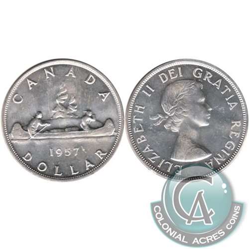 1957 Canada Dollar Uncirculated (MS60) – Colonial Acres Coins