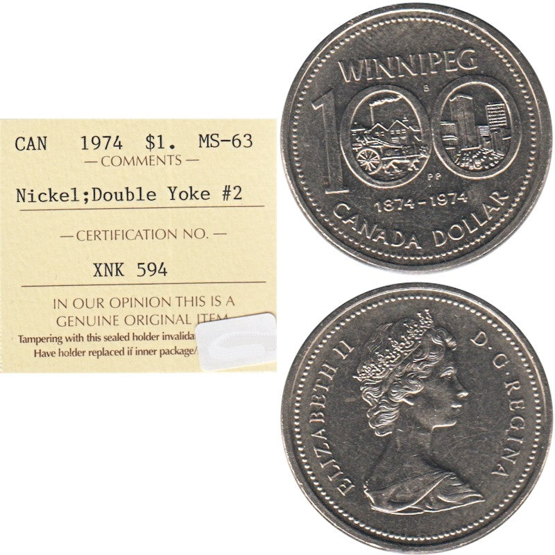 1974 Double Yoke #2 Canada Nickel Dollar ICCS Certified MS63 – Colonial ...