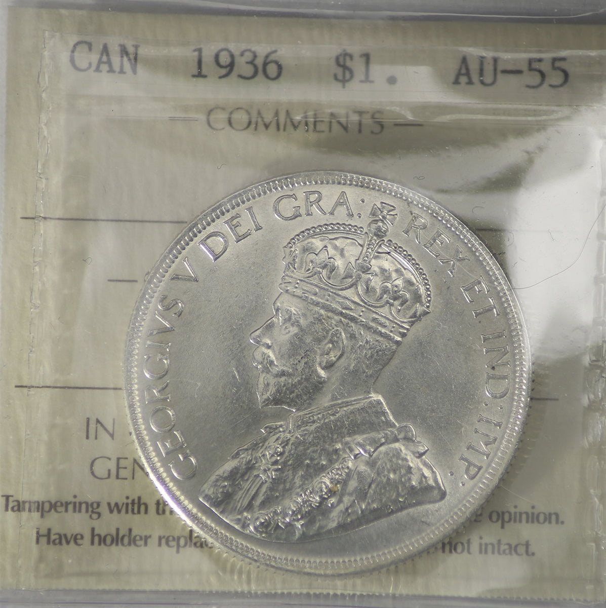 1936 Canada Dollar ICCS Certified AU55 – Colonial Acres Coins