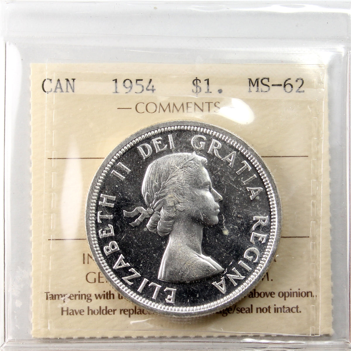 1954 Canada Dollar ICCS Certified MS62 Cameo – Colonial Acres Coins