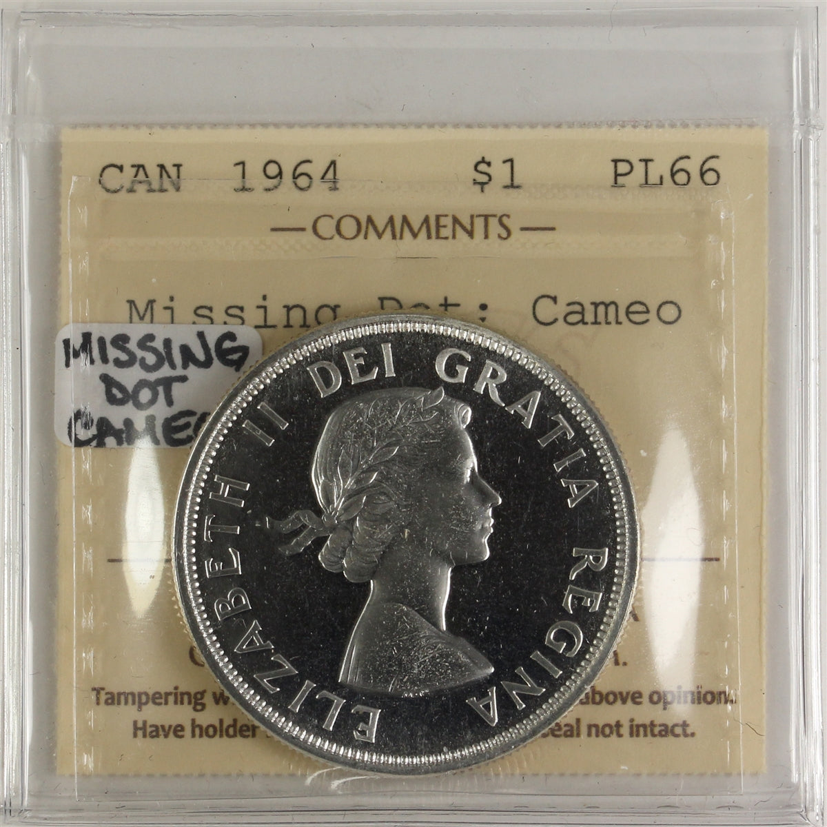1964 Missing Dot Canada Dollar ICCS Certified PL66 Cameo – Colonial ...