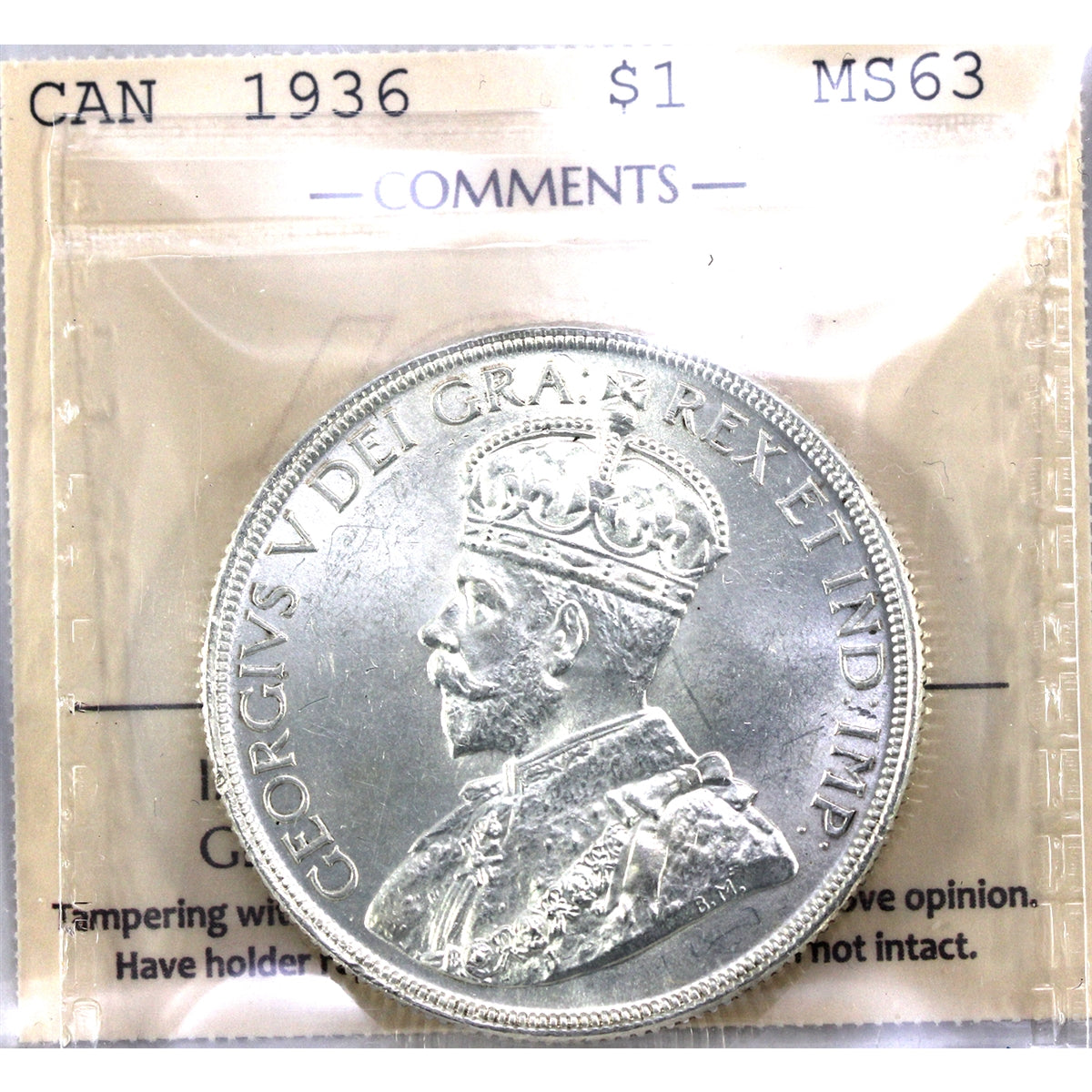 1936 Canada Dollar ICCS Certified MS-63 – Colonial Acres Coins