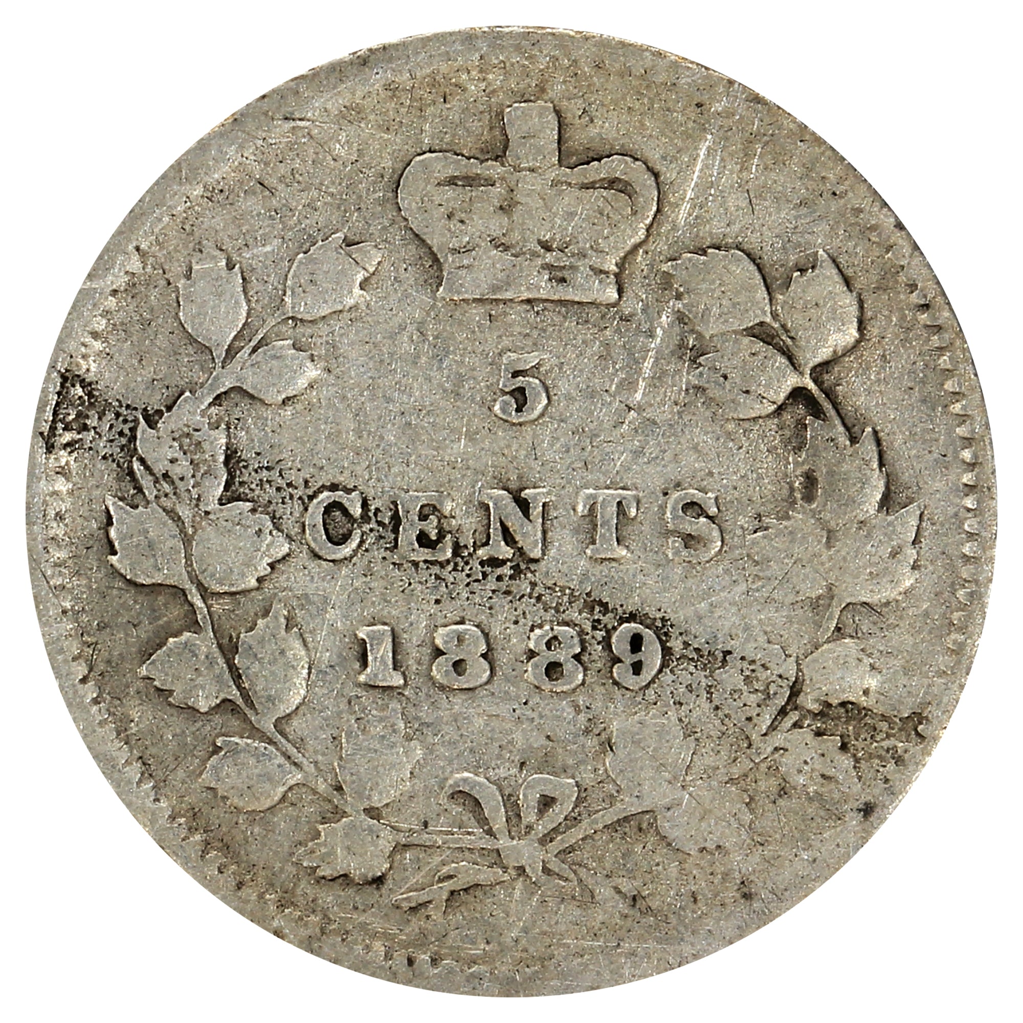 1889 Canada 5-cents Good (G4) (Bent or Impaired) – Colonial Acres Coins