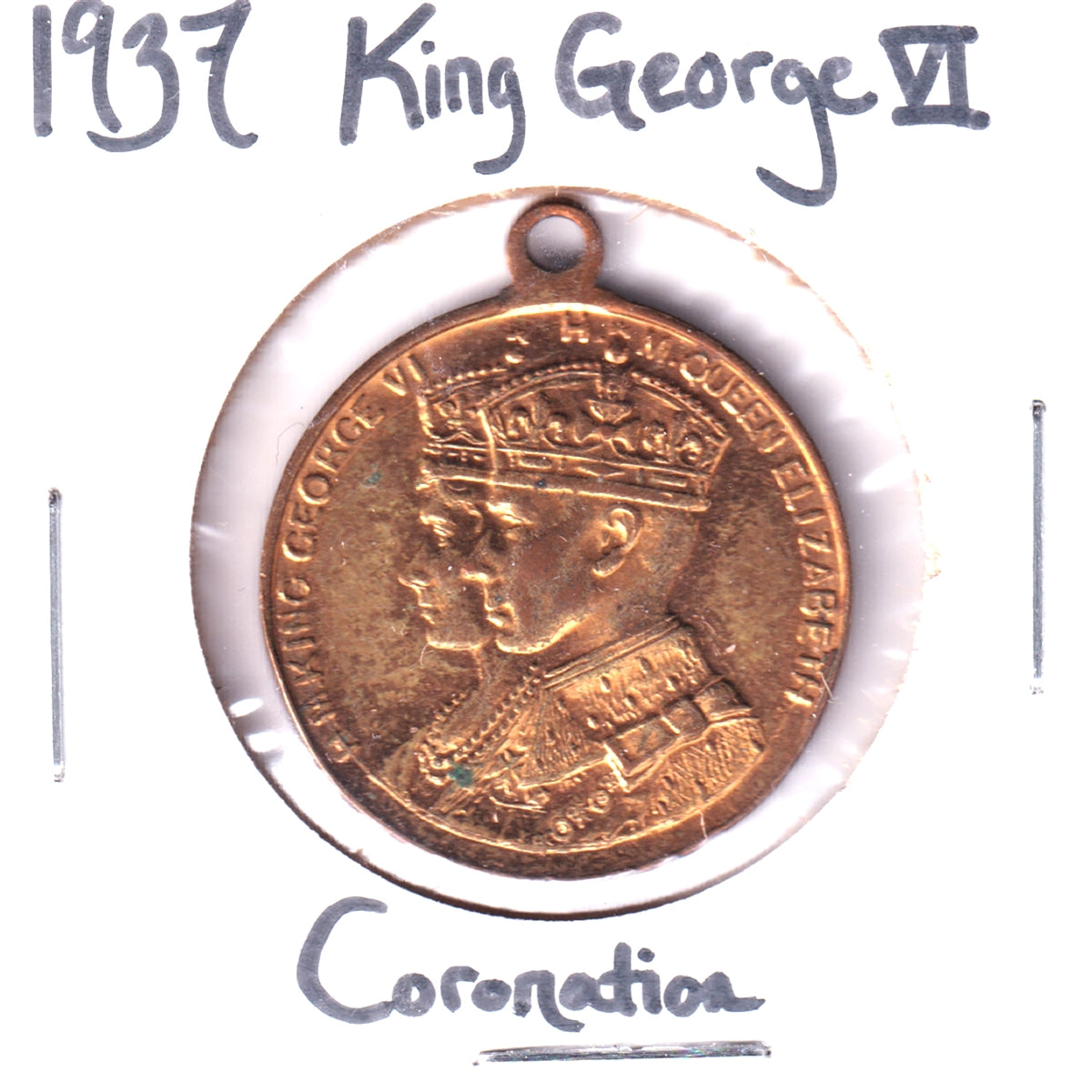 1937 King George VI & Queen Elizabeth Coronation Medalet (Wear & corro ...