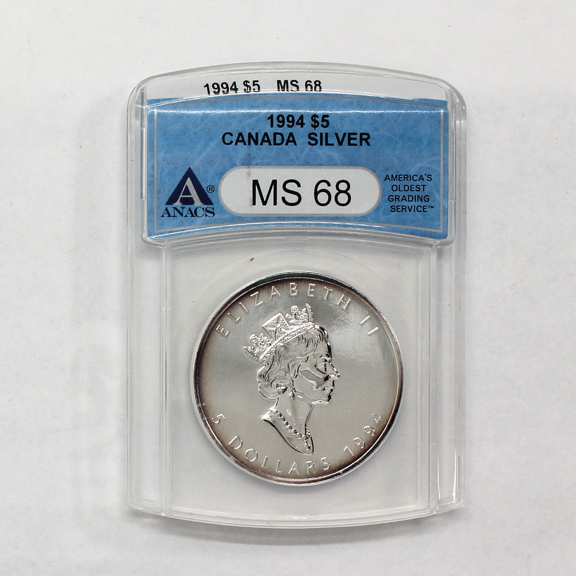 1994 Canada $5 .9999 Silver Maple Leaf 1oz ANACS Certified MS68 ...
