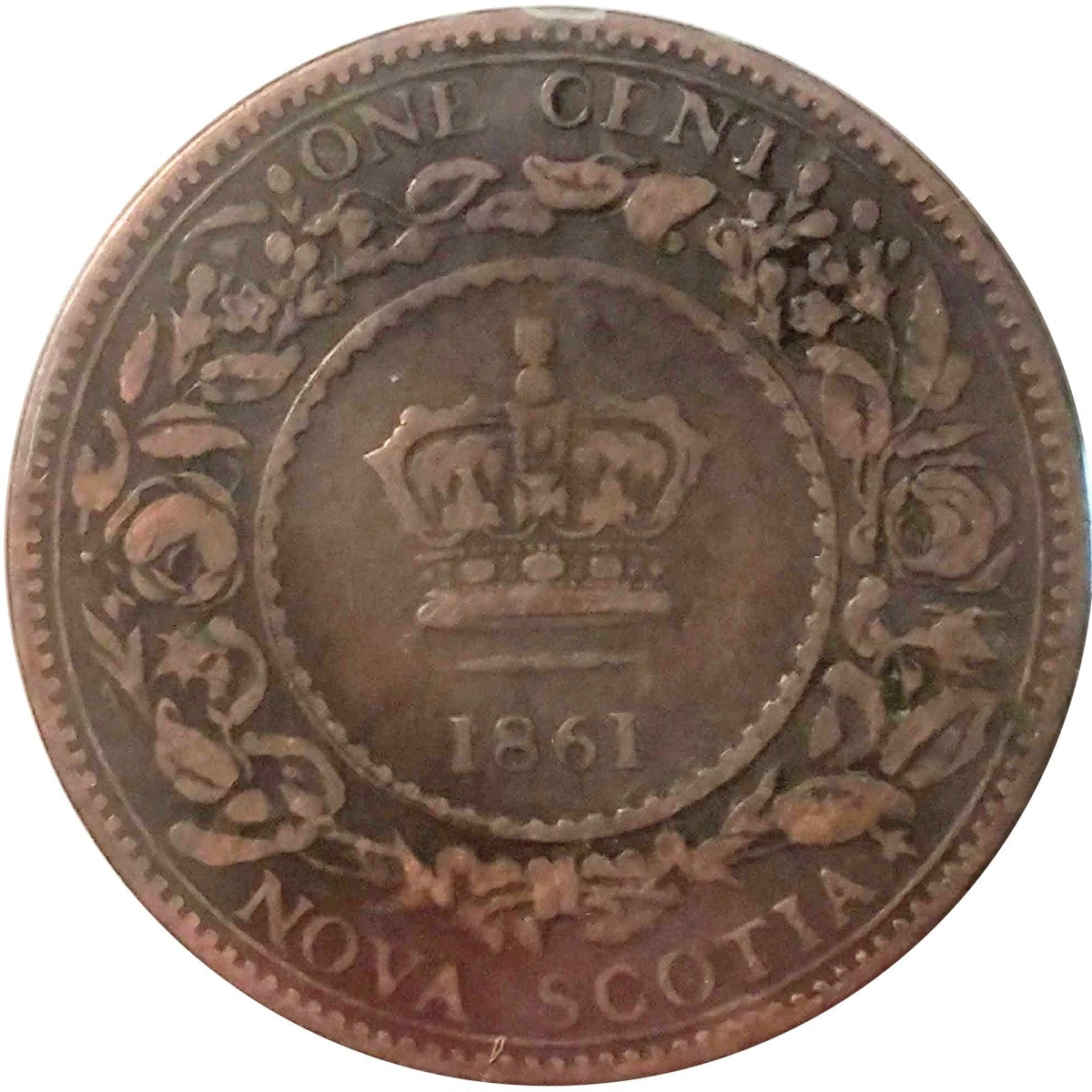 1861 Small Bud Nova Scotia 1-cent VG-F (VG-10) – Colonial Acres Coins