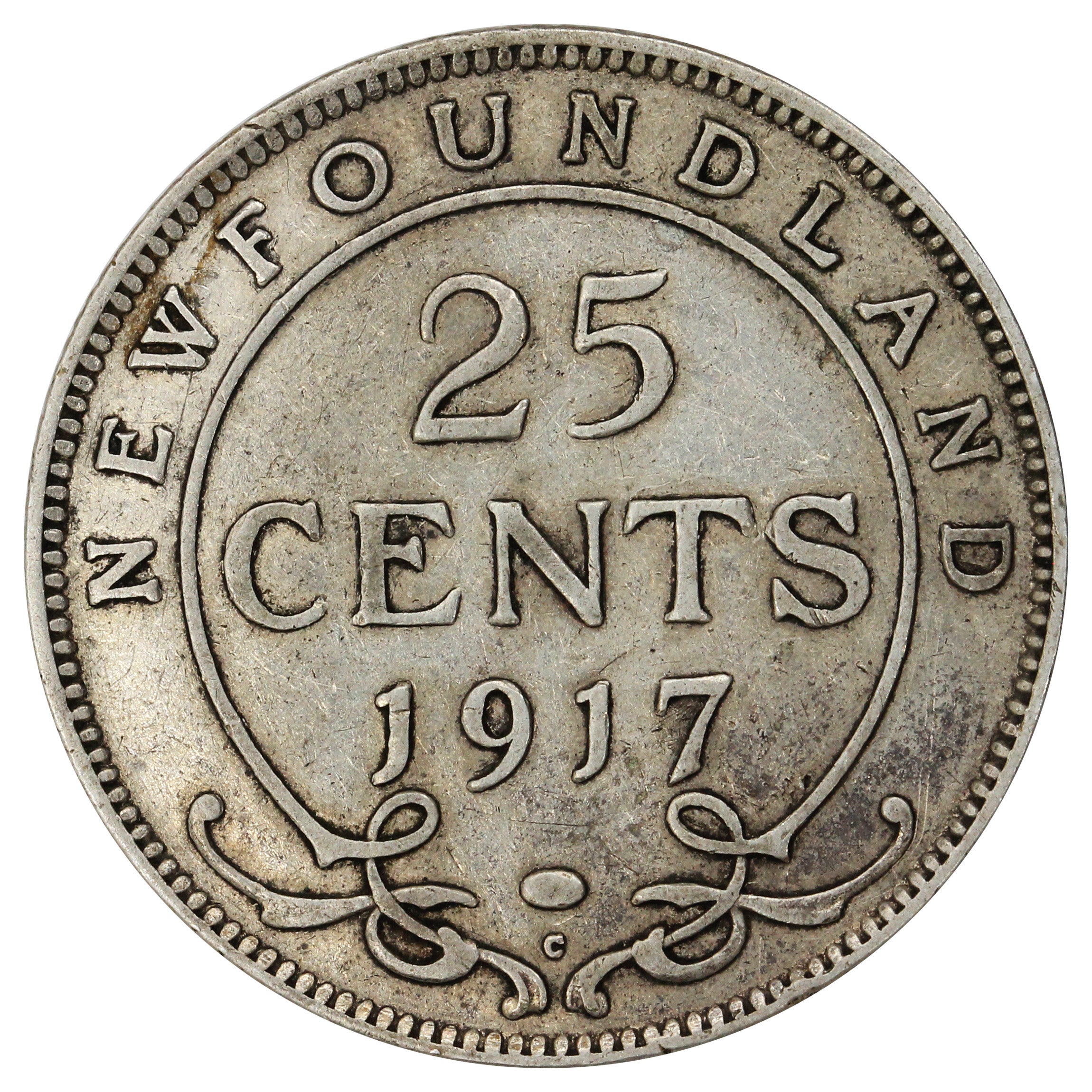 1917C Newfoundland 25-cents Fine (F-12) – Colonial Acres Coins