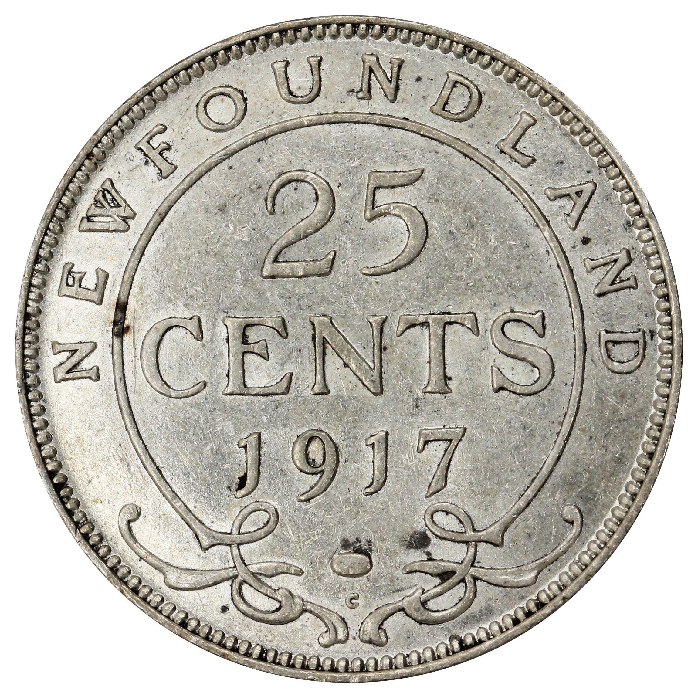 1917C Newfoundland 25-cents VF-EF (VF-30) – Colonial Acres Coins