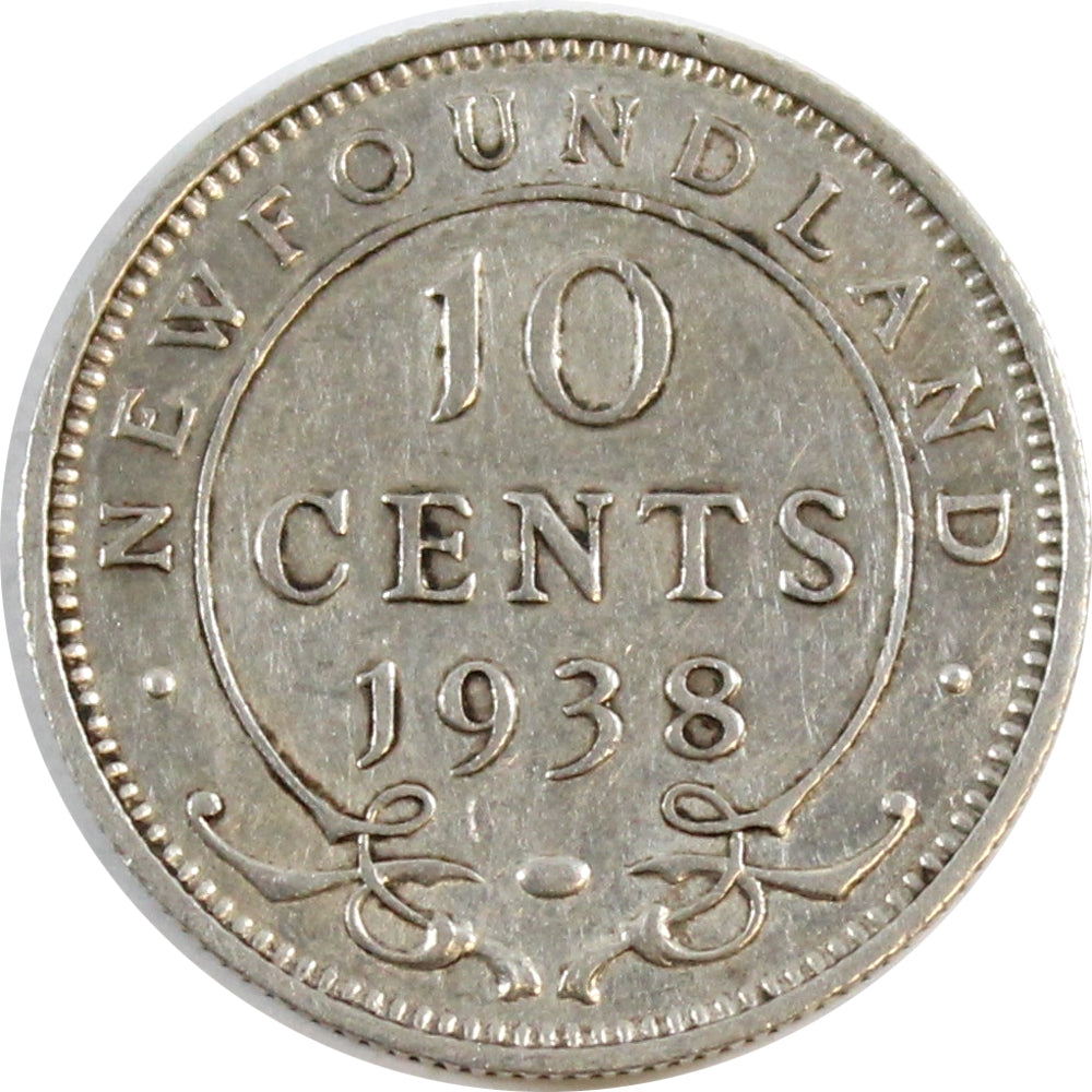 1938 Newfoundland 10-cents Extra Fine (EF-40) – Colonial Acres Coins