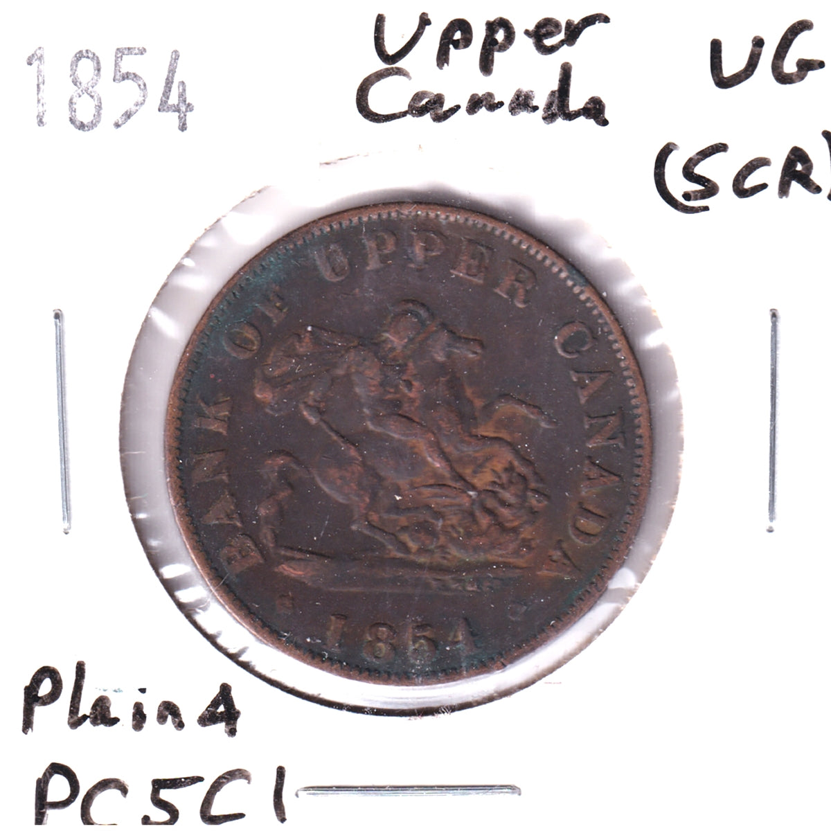 PC-5C1 1854 Province of Canada Upper Canada Half Penny Token Very Good ...