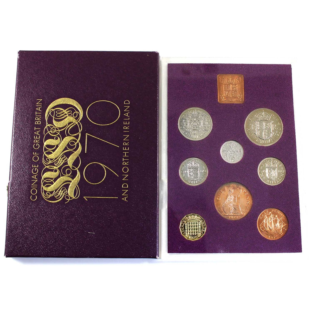 1970 Great Britain and Northern Ireland 8-coin Proof Set (toning) – Colonial Acres Coins
