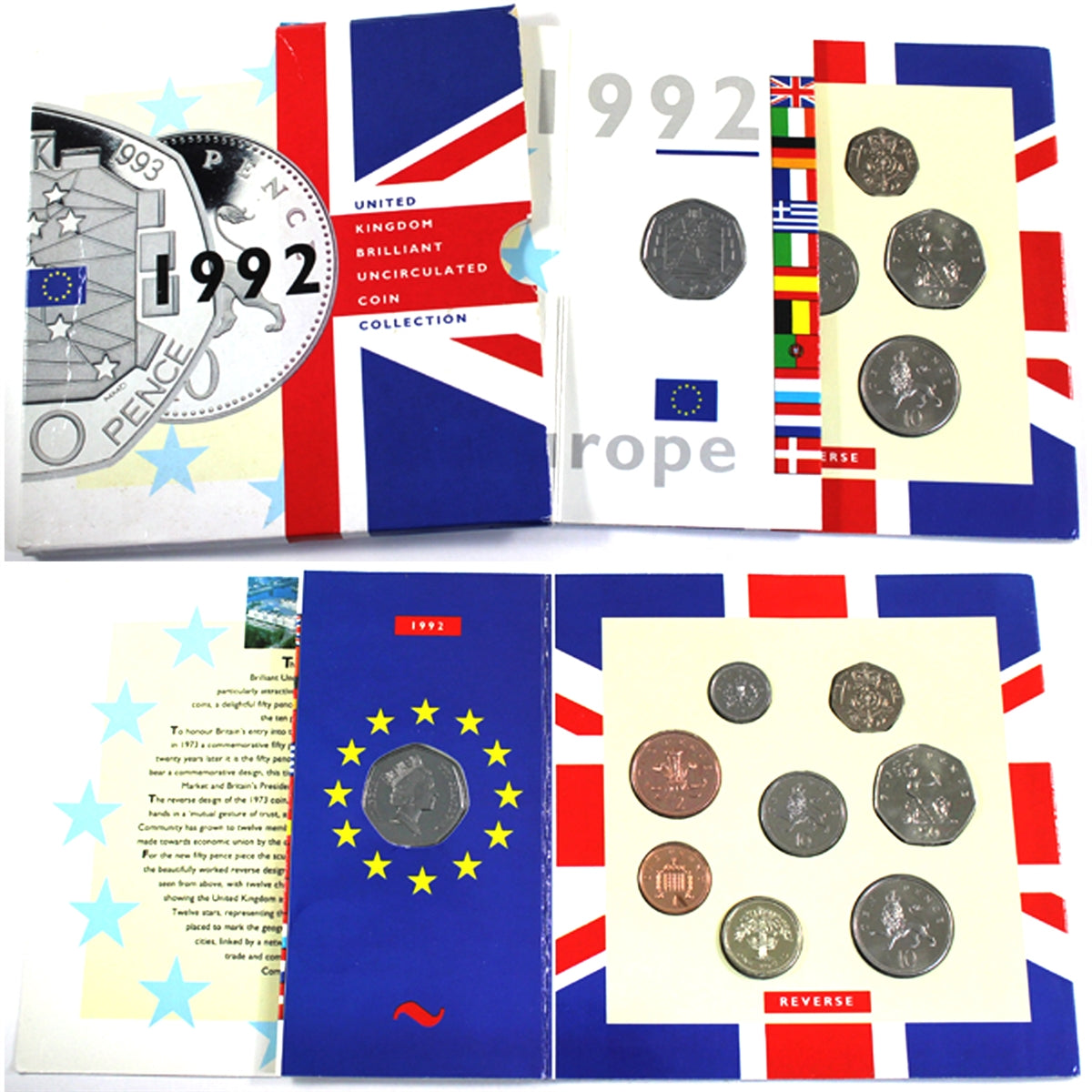 Great Britain 1992 9-coin Brilliant Unc Set with Rare EEC 50 Pence (Sl ...