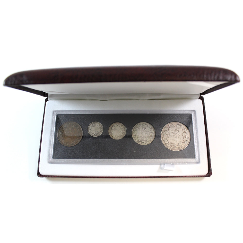 1918 Canada 5-coin Year Set in a Burgundy display case. – Colonial ...