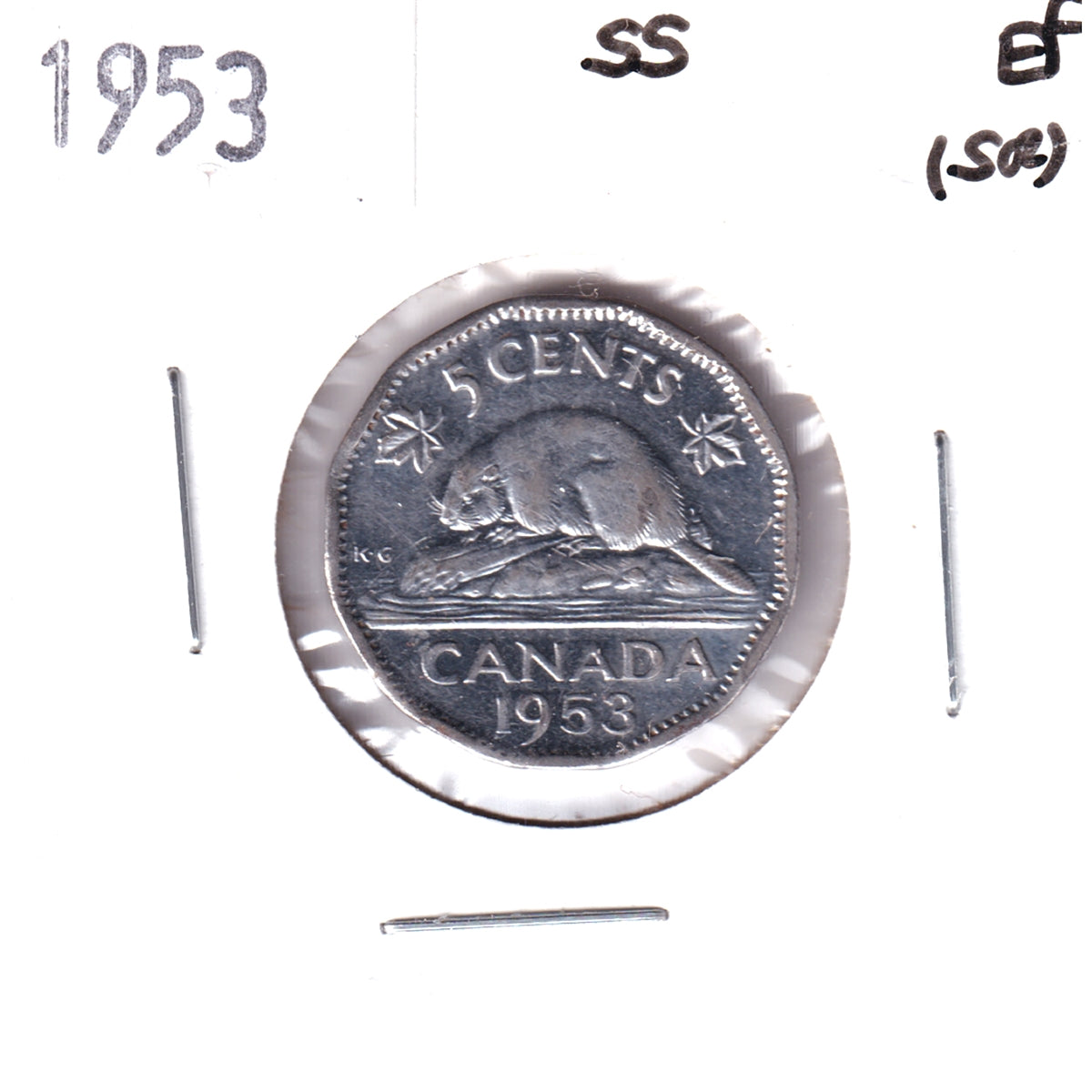 1953 SS Canada 5-cents Extra Fine (EF40) Scratched, corrosion, or impa – Colonial Acres Coins