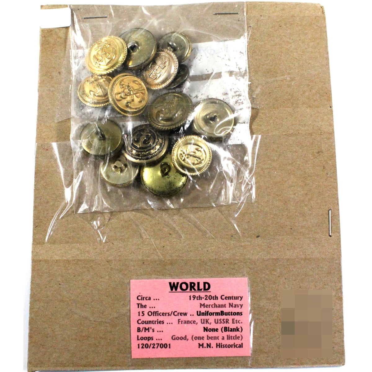 Group Lot of 15 Assorted Merchant Navy Uniform Buttons, 15Pcs ...