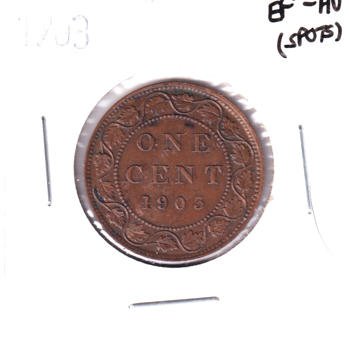 1903 Canada 1-cent EF-AU (EF-45) Spots, heavy marks, or impaired – Colonial Acres Coins